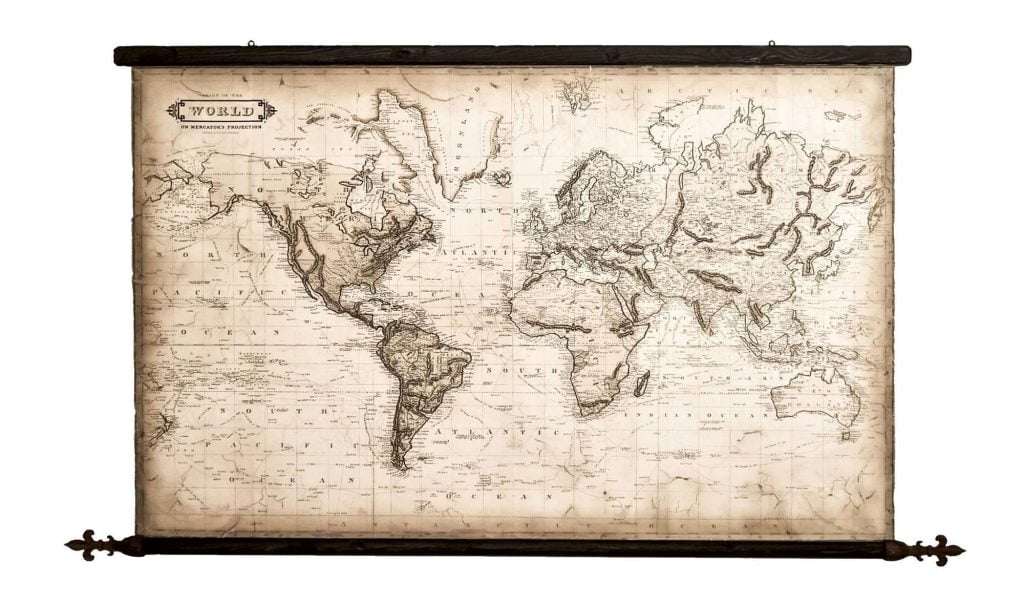 Vintage map of the world - wall map from 19th century - Canvas Wall Maps