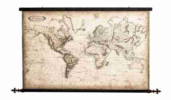 Vintage map of the world - wall map from 19th century - Canvas Wall Maps