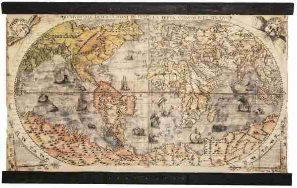 Colourful world map from 1565 - Canvas Wall Maps