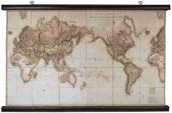 Unique Old Map of the World from 1819 on canvas - Canvas Wall Maps