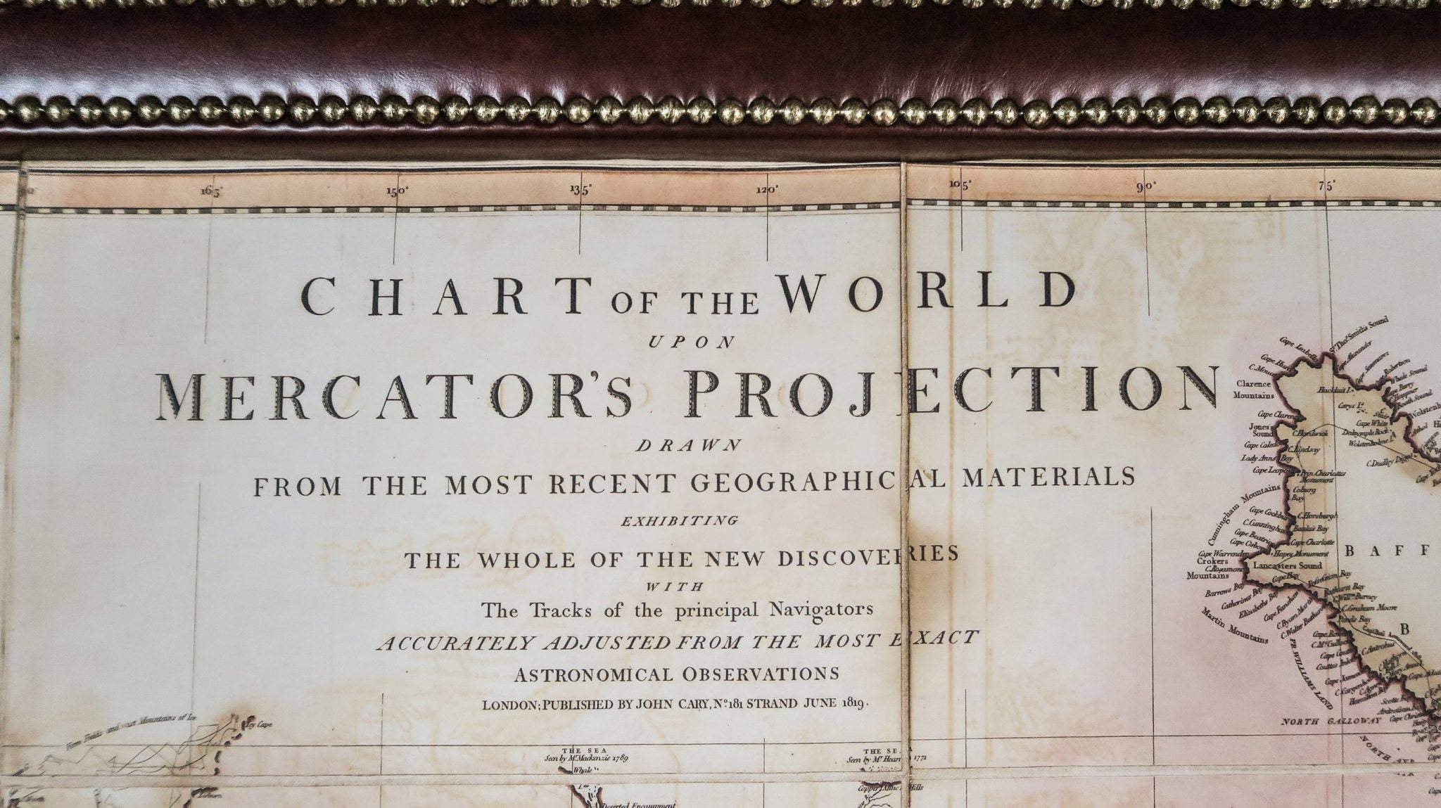Unique Old Map of the World from 1819 on canvas - Canvas Wall Maps