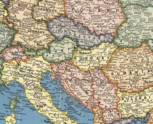 Map of Europe as of 1950 - Ready to hang - Beech tree wooden pull-down ...