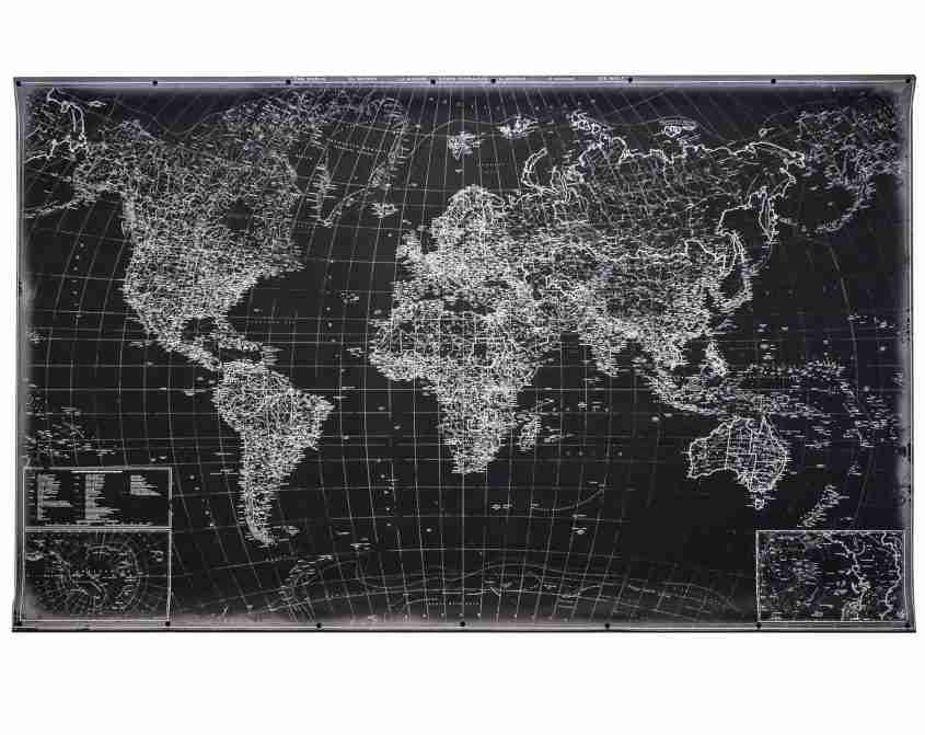 Black world map on canvas for your wall - Canvas Wall Maps
