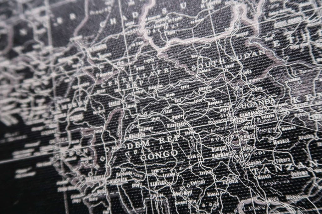Black world map on canvas for your wall - Canvas Wall Maps
